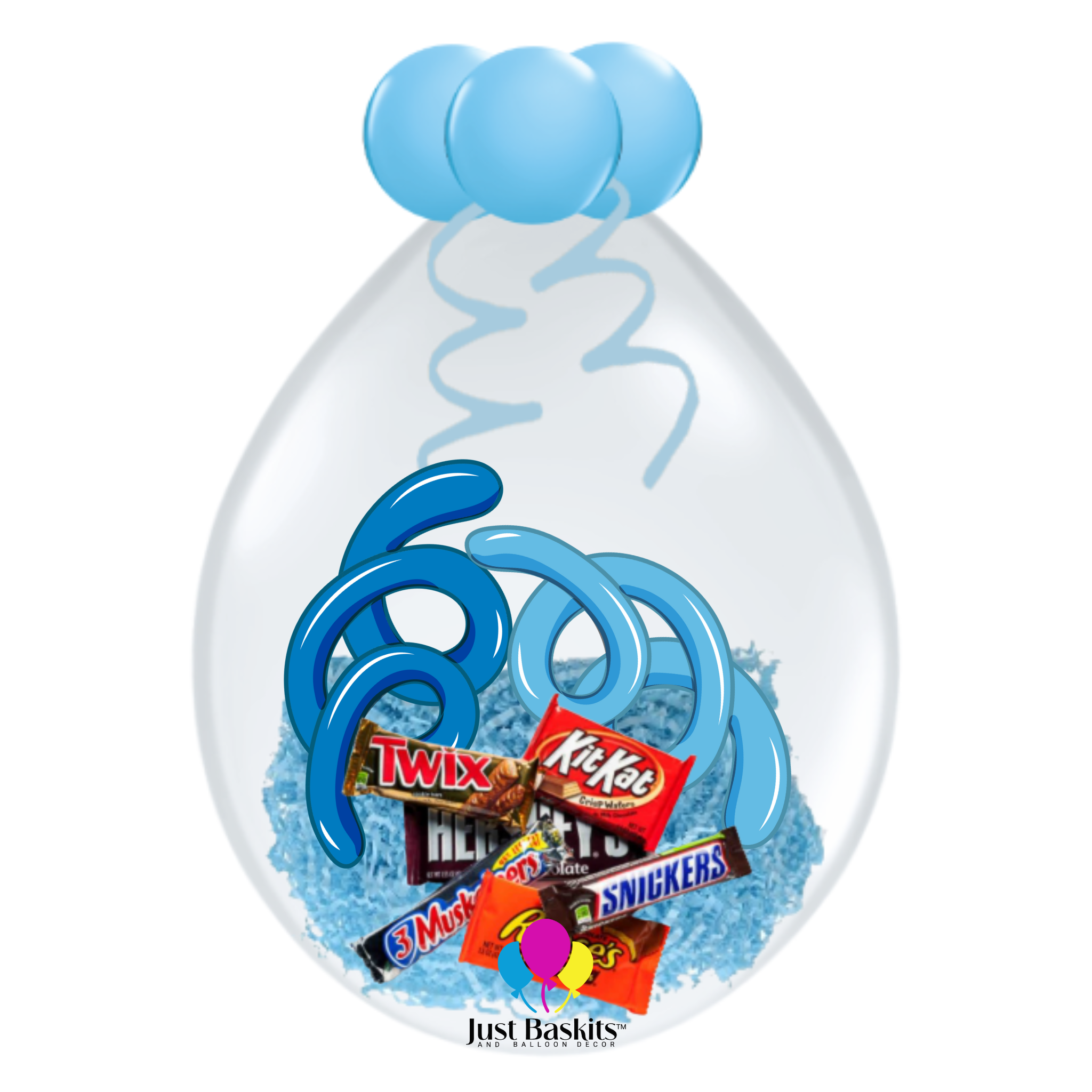 Pale Blue Stuffed Balloon with Chocolate Bars - Just Baskits and ...