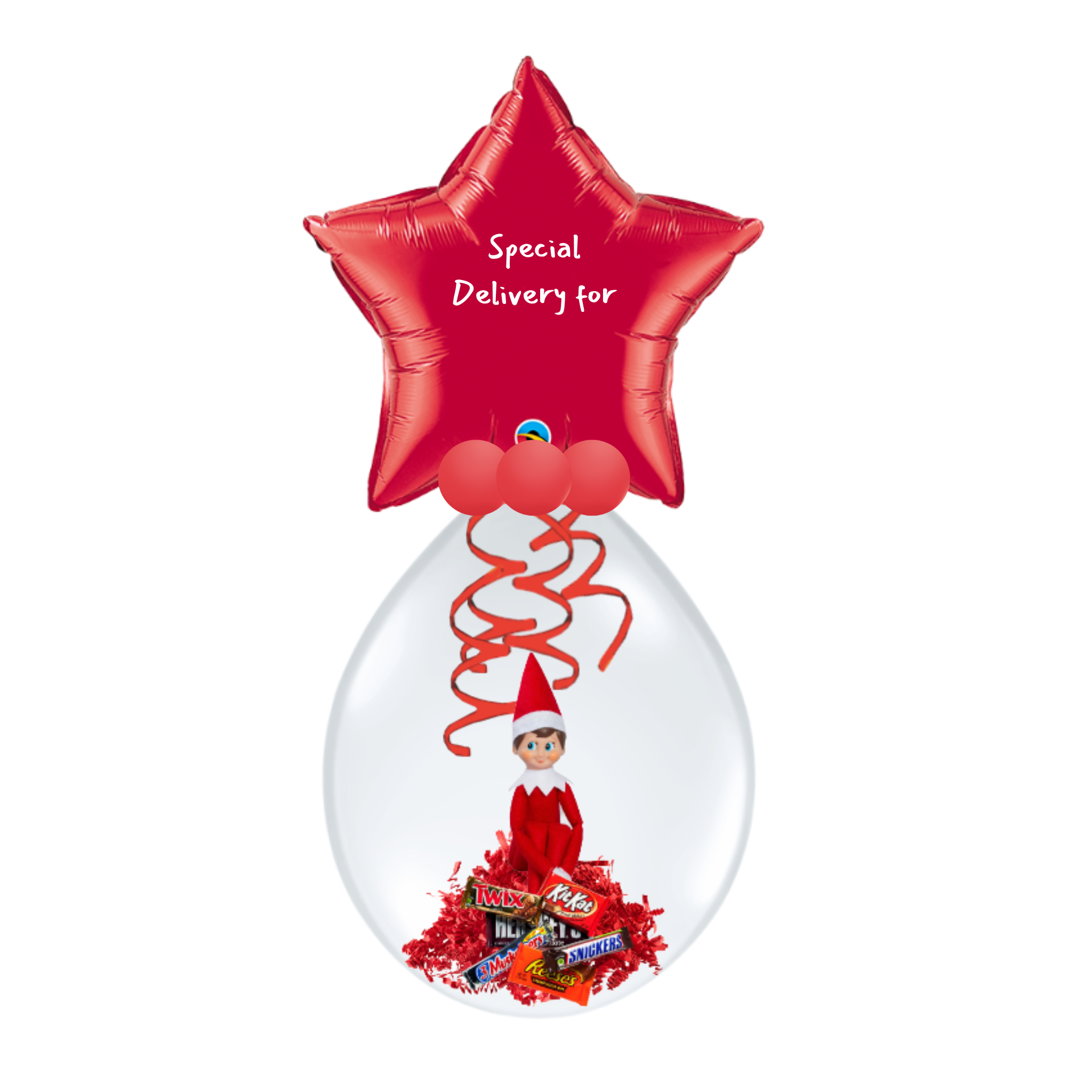 Premium Stuffed Elf Balloon with Goodies - Just Baskits and Balloon Decor
